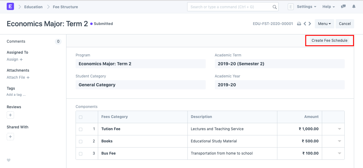 Fee Structure Fee Structure